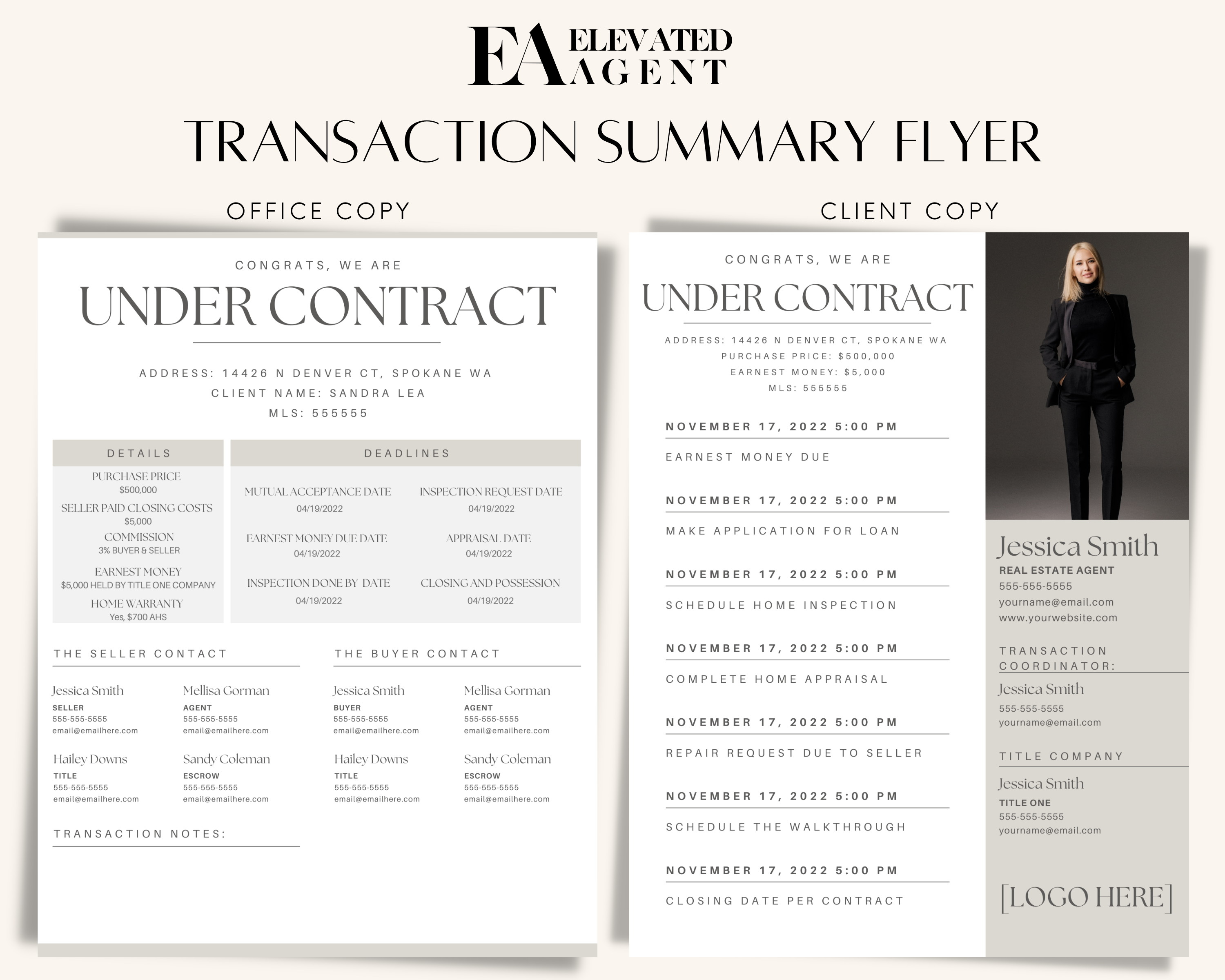 Real Estate Transaction Flyer – Elevated Agent Vault