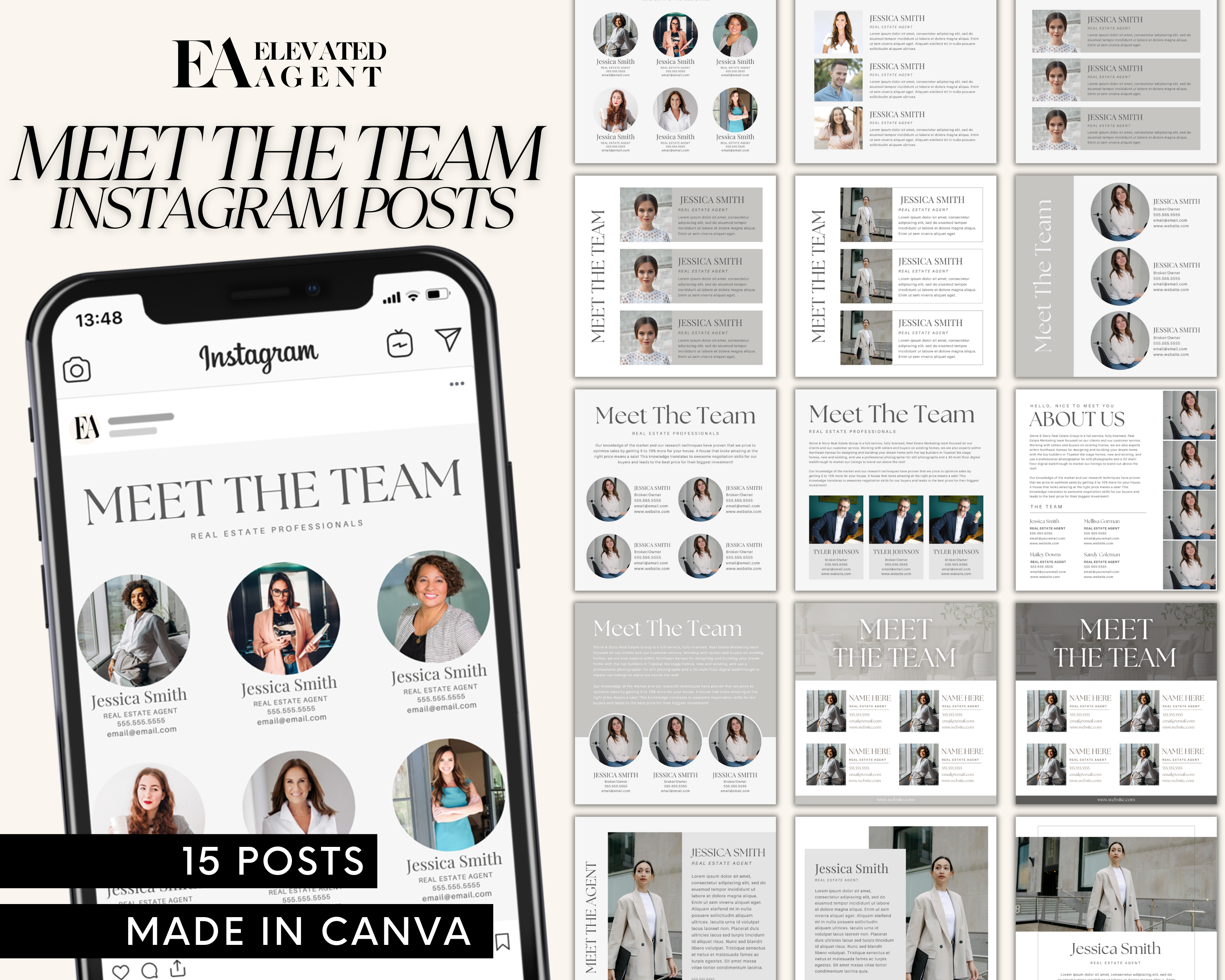 Meet The Team Social Media Posts - Peaceful Brand – Elevated Agent Vault